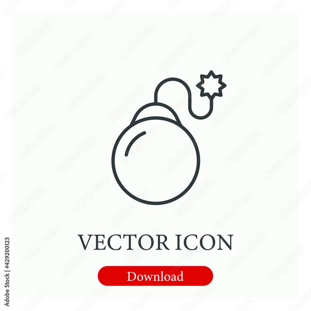 Bomb vector icon. Editable stroke. Linear style sign for use on web ...
