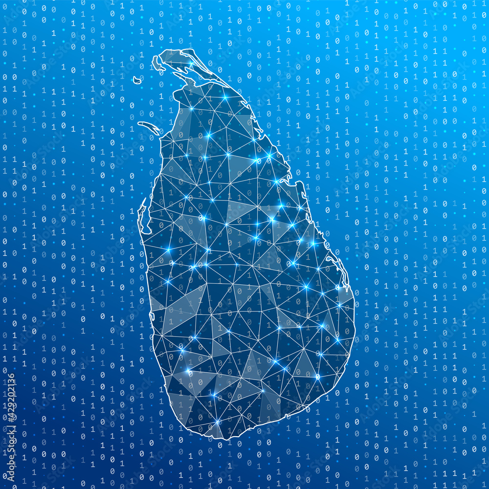 Network map of Sri Lanka. Country digital connections map. Technology ...