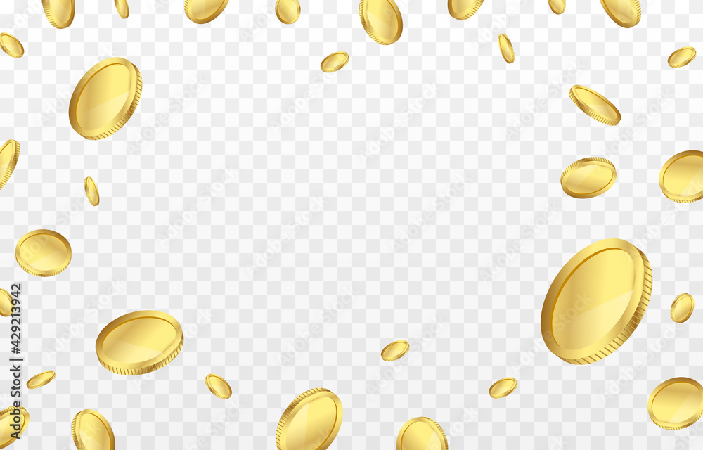 Vecteur Stock Vector gold coins fall from the sky. PNG money, png coins. Explosion of coins on ...