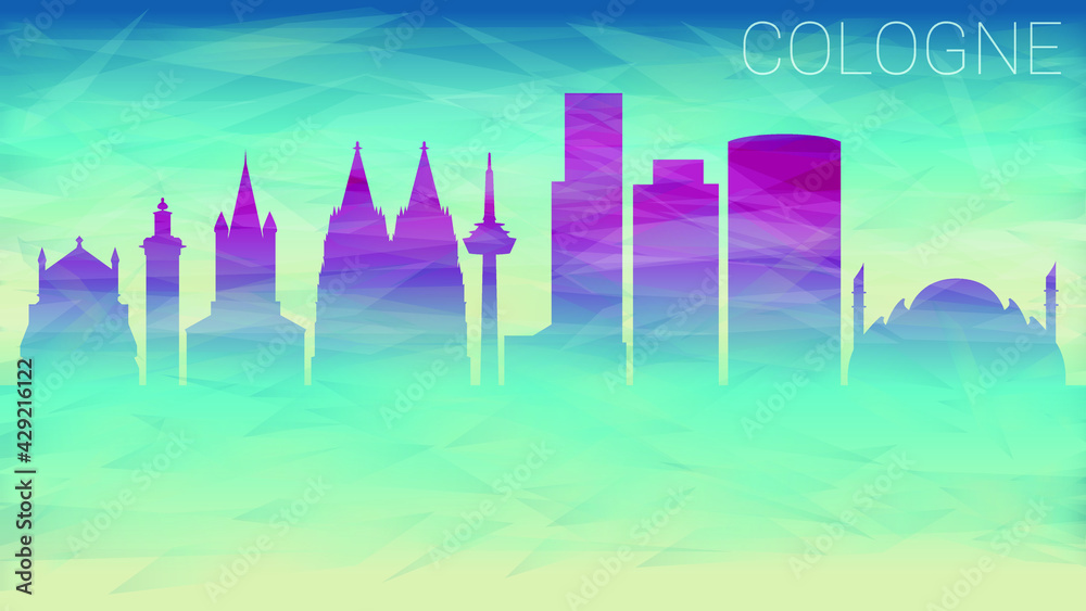 Cologne Germany City Skyline Vector Silhouette. Broken Glass Abstract ...