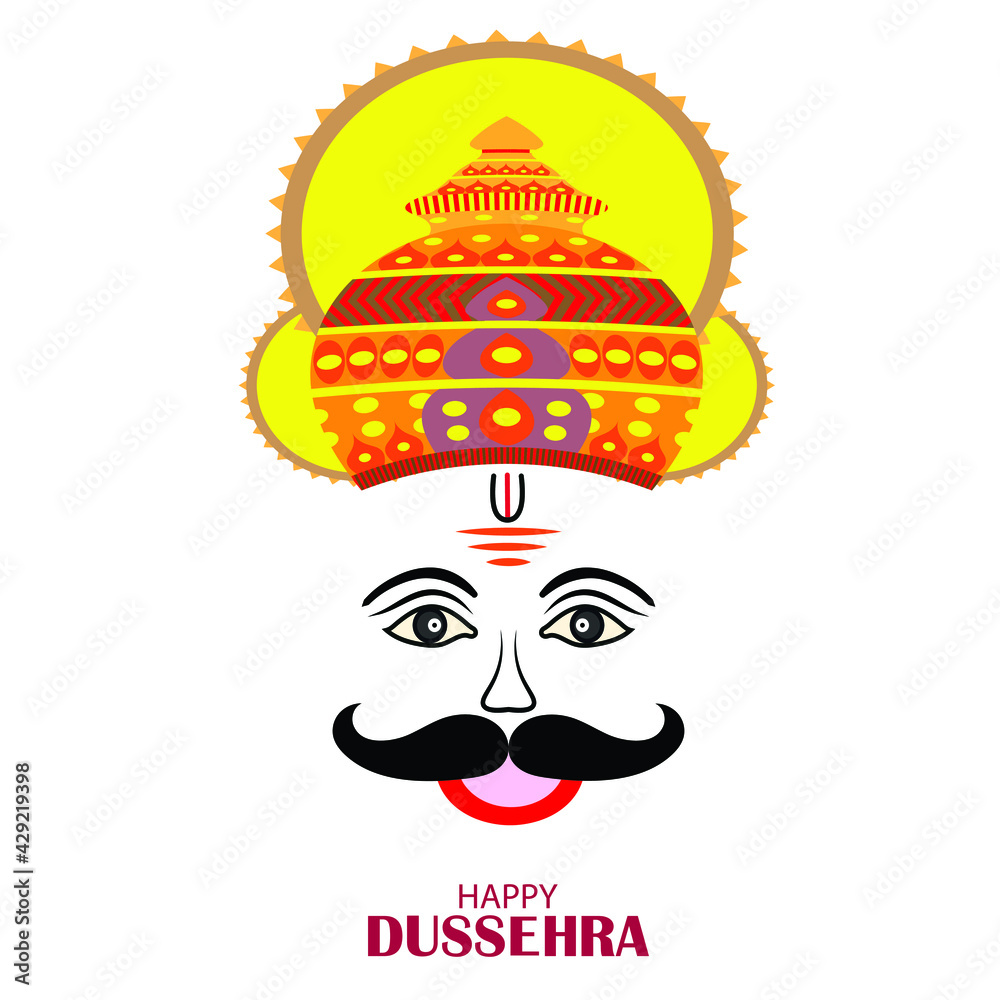 Vector illustration of indian festival dussehra with face design of ram ...