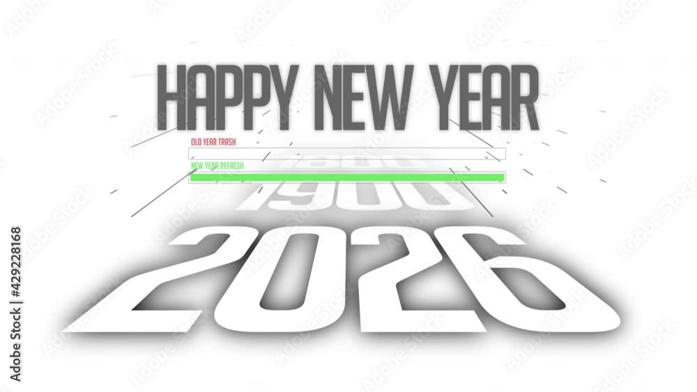 Vidéo Stock Happy New Year 2026 title animation against the white ...