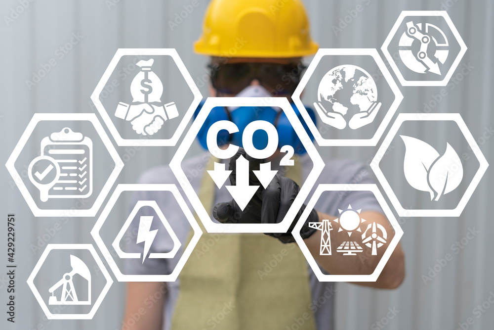 Industry concept of carbone dioxide reduction. CO2 emissions reduce ...