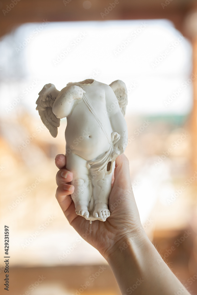Broken White Headless Angel Boy Figurine Stock Photo | Adobe Stock