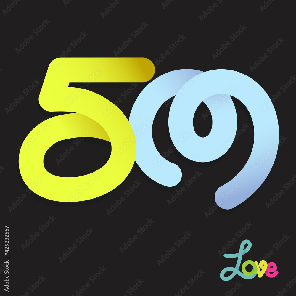 Handwriting of neon light number effect celebrating love concept ...