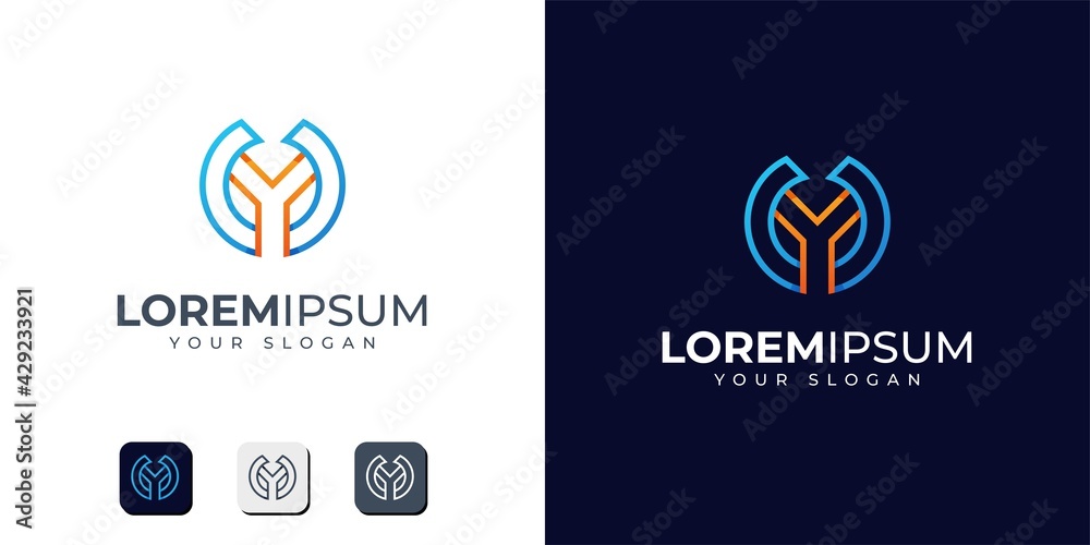 Monogram Letter Y and U logo design inspiration. UY logo. YU logo ...