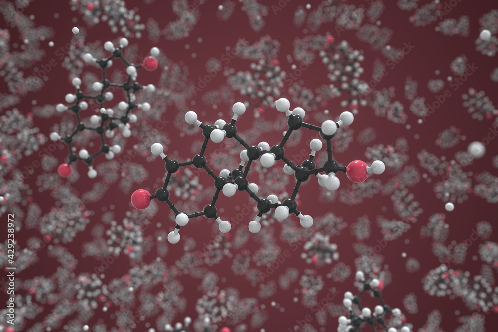 Testosterone molecule made with balls, scientific molecular model ...