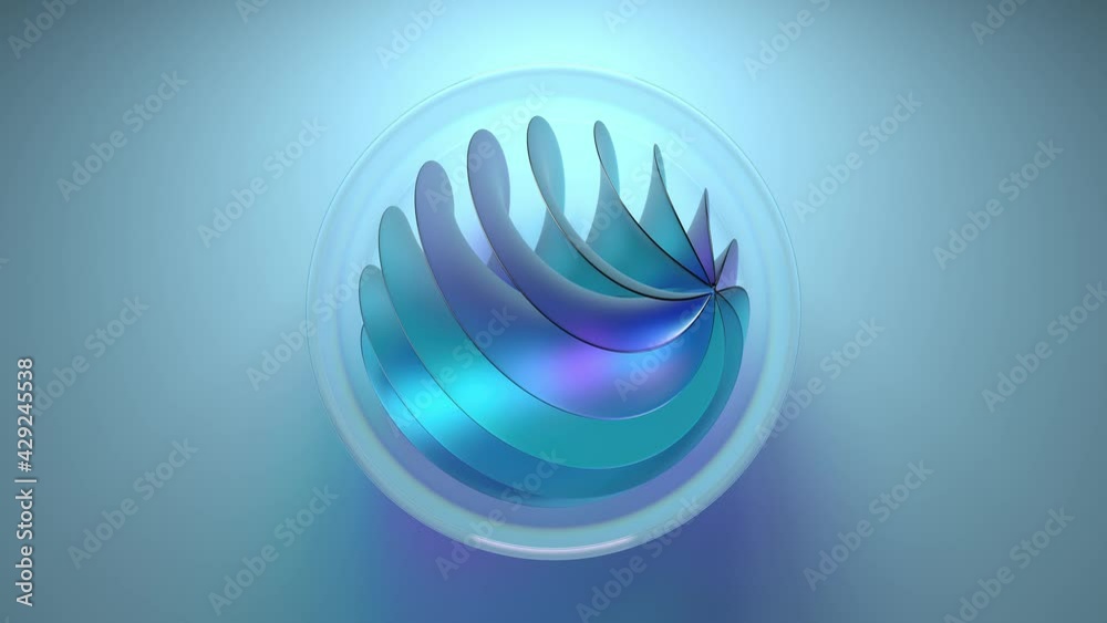 3d abstract figure made of glass. Center frame composition. Refraction ...