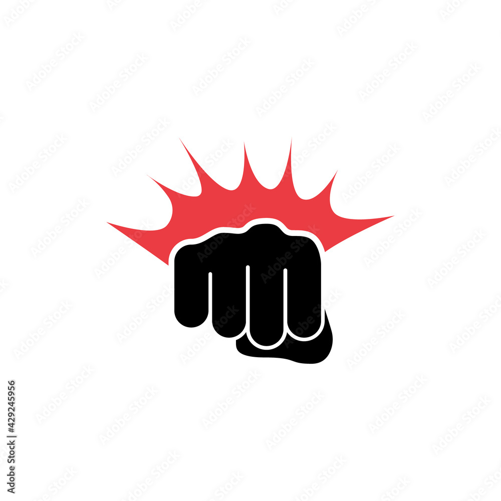 Fist Punching Black Silhouette Icon. Hand, Fist Punching or Hitting ...