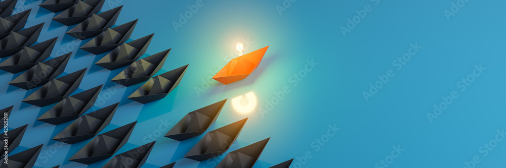 think outside the box,Leadership,teamwork and courage concept.Unique ...