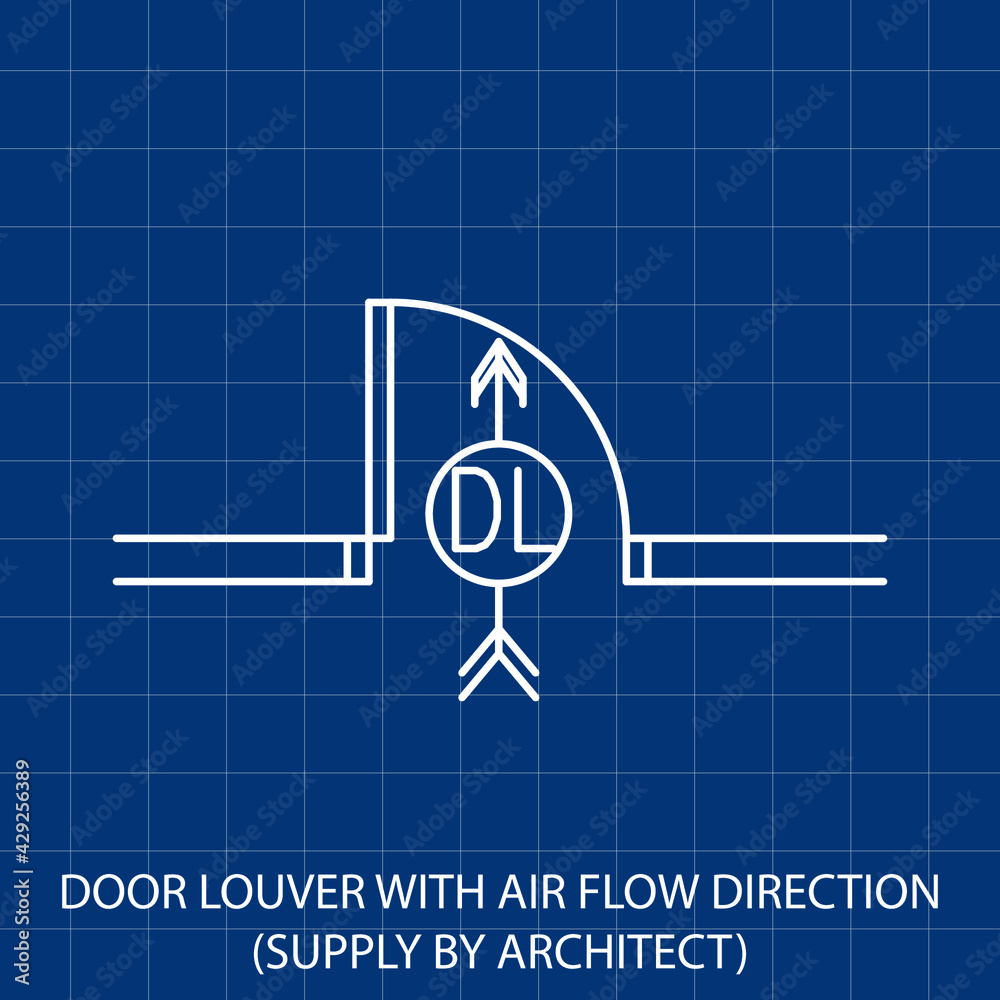 Door louver Symbol with Directional Air Flow. Mechanical System Vector ...