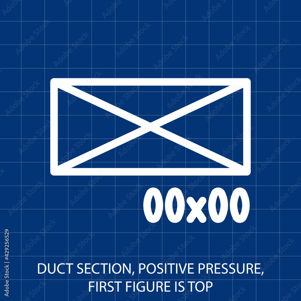 Symbol of Duct Section, Positive Pressure, Vector illustration Symbol ...