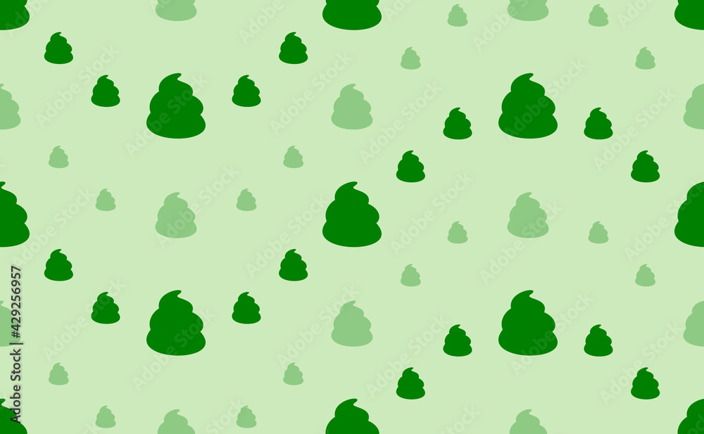 Seamless pattern of large and small green poop symbols. The elements ...