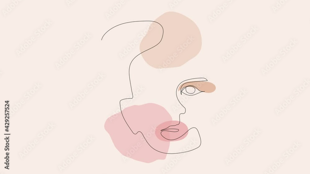 Video „Line Art Doodle animation of Woman Face. Continuous Outline ...