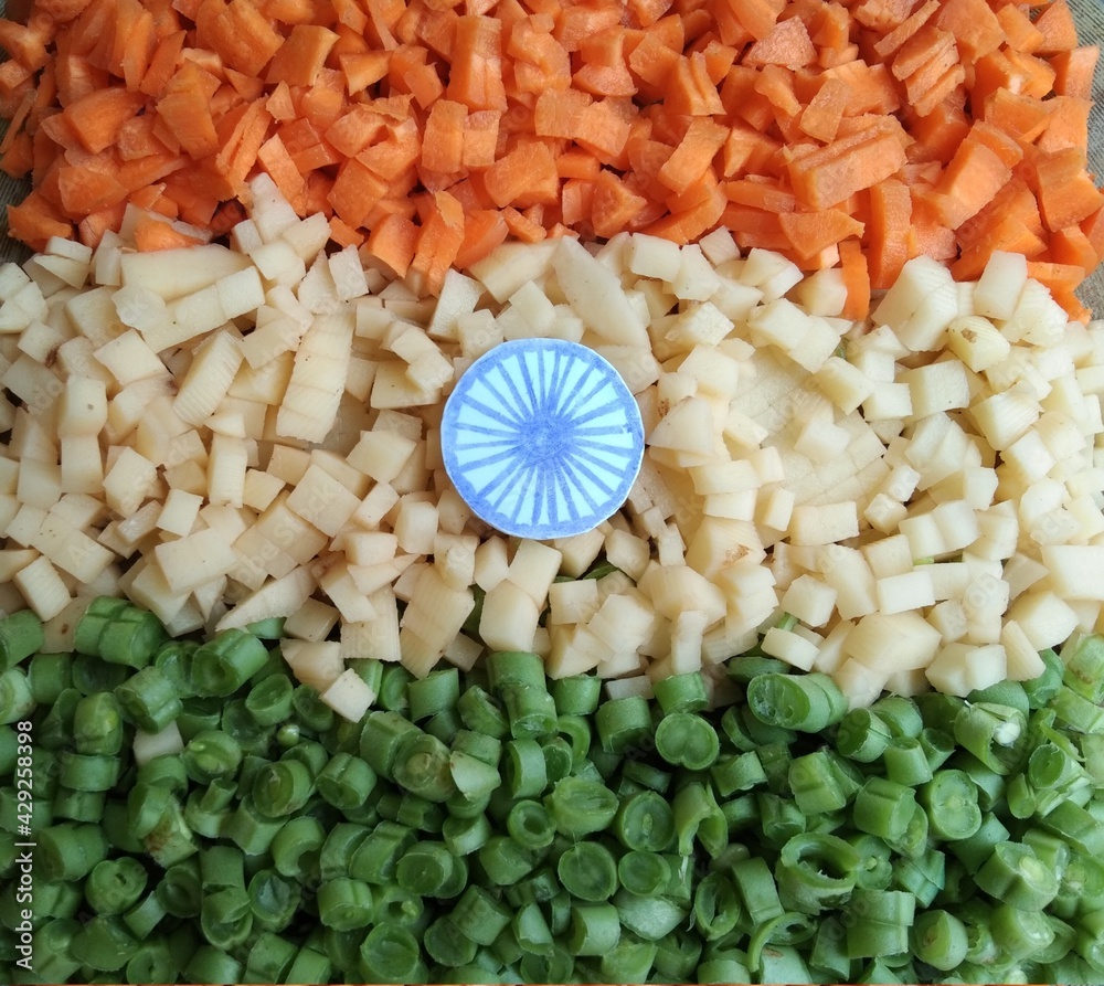 Flag of india made by chopped vegetables Stock Photo | Adobe Stock