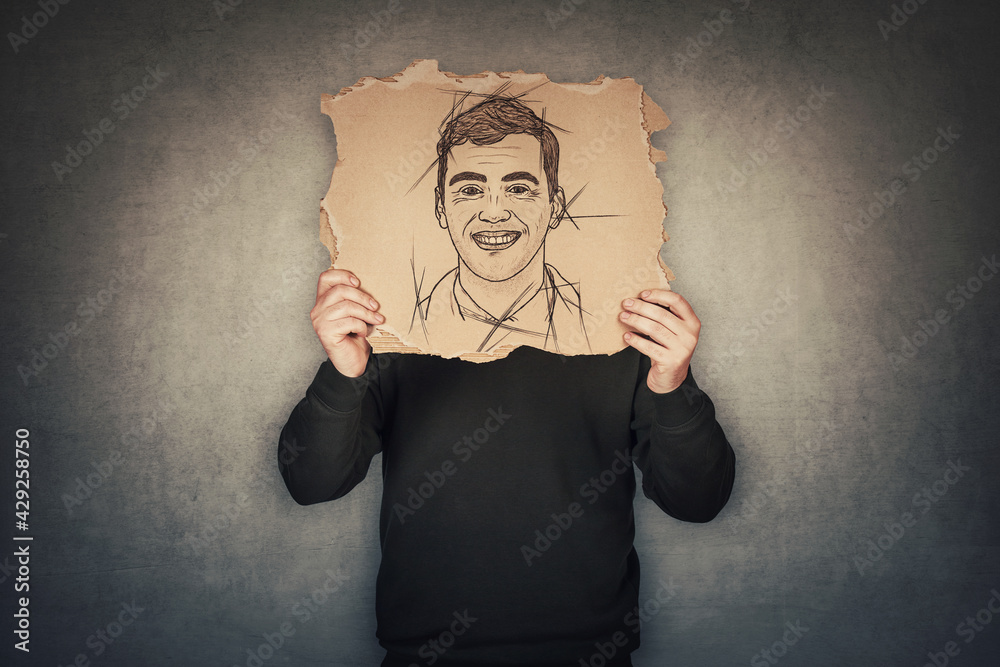 Hiding Behind A Happy Mask Drawing