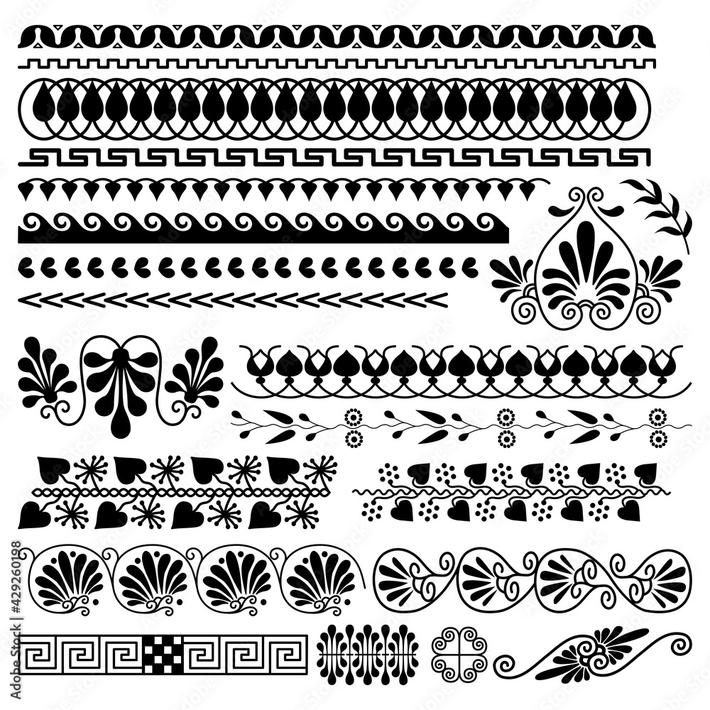Greek patterns set on white background vector illustration Stock Vector ...