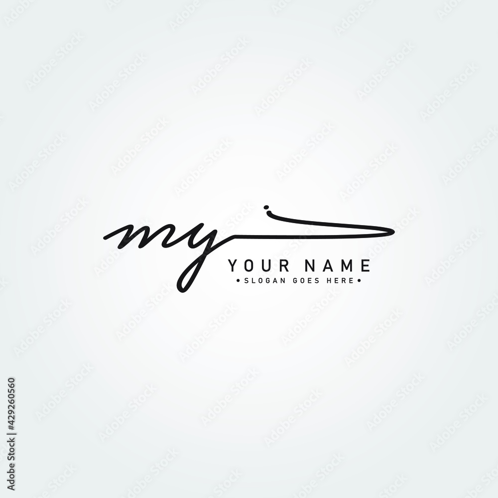 Initial Letter MY Logo - Hand Drawn Signature Logo Stock Vector | Adobe ...