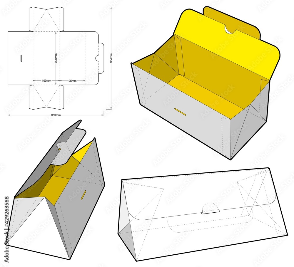 Triangular Box and Die-cut Pattern. The .eps file is full scale and ...