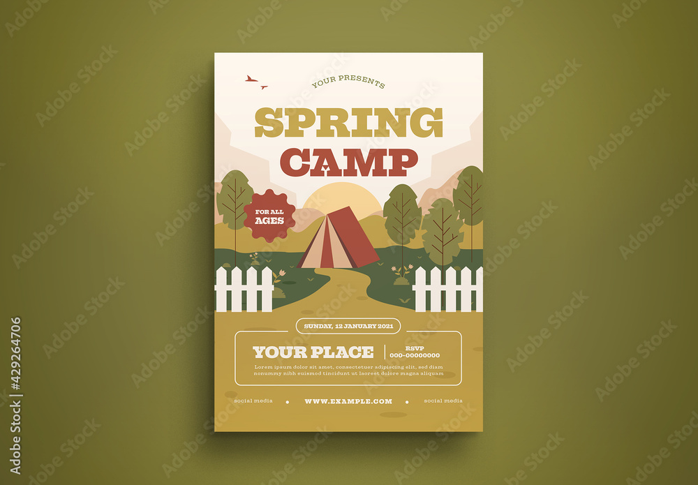 Spring Camp Flyer Stock Template | Adobe Stock