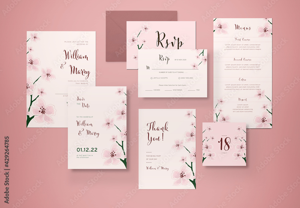 Wedding Invitation Set Stock Template | Adobe Stock