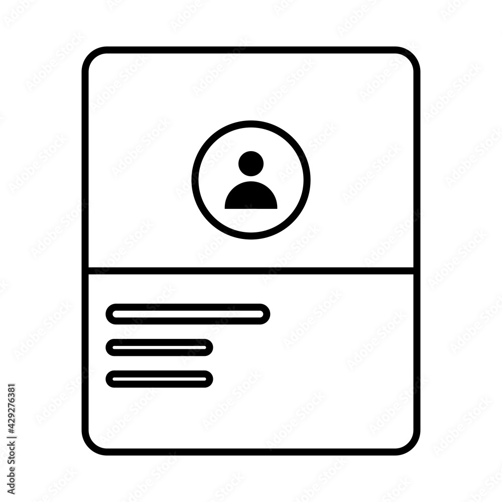 Icono de documento de Identificación. Cédula, pasaporte, visa, carné ...