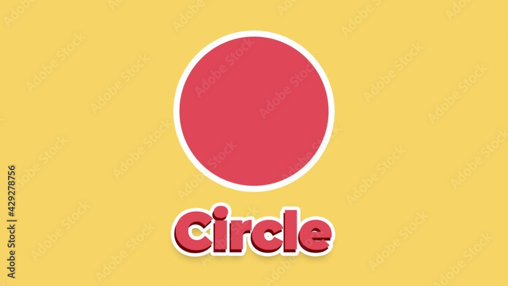 Red Circle and text animation on a colorful background. Learning ...