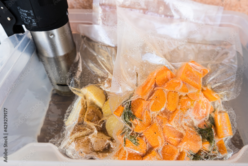 Vacuum food cooked sous vide or at a controlled temperature. Low ...