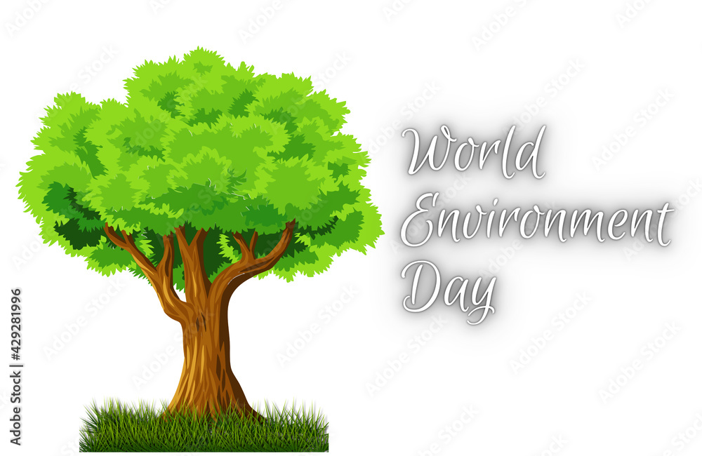 world environment day wallpaper with tree and grass Stock Illustration ...