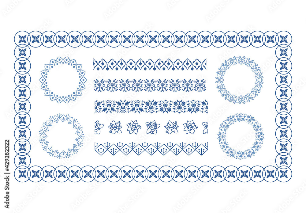 Asian Border Pattern from Traditional Chinese Ceramics with Flowers ...