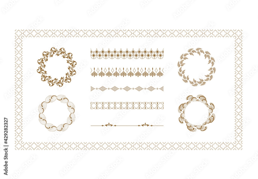 Asian Border Patterns with Elegant Geometric Style Stock Template ...