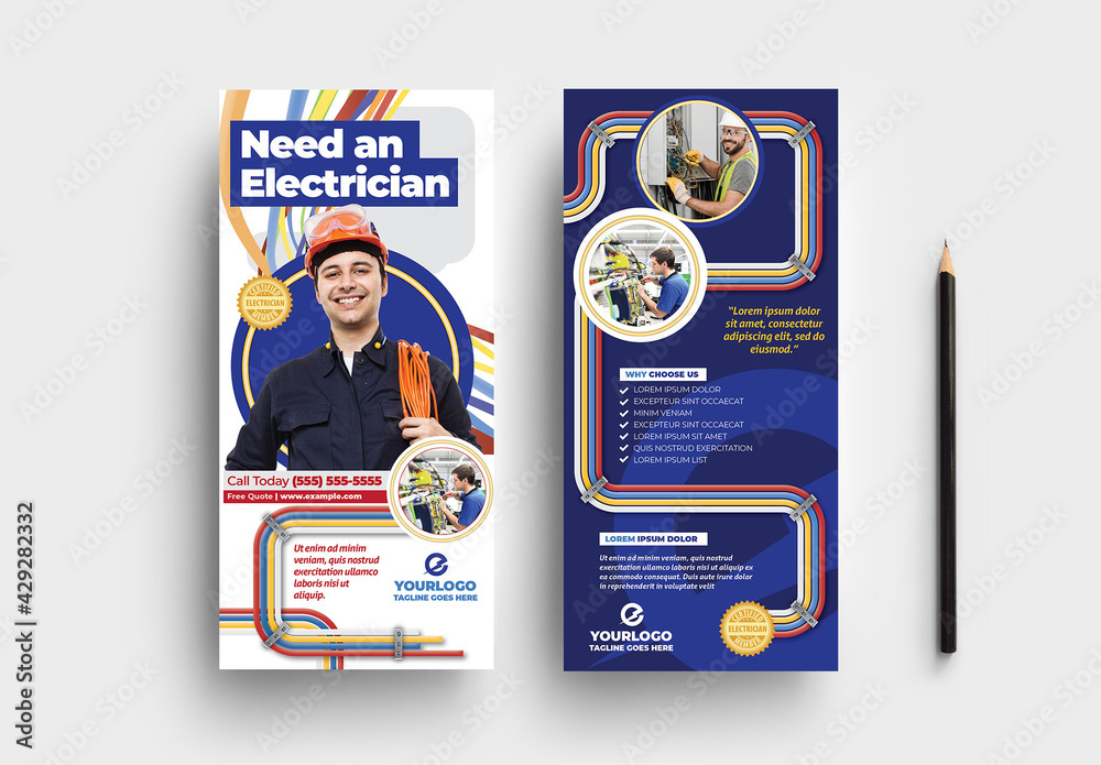 Electrician Flyer Card for Handyman Electric Service Stock Template ...