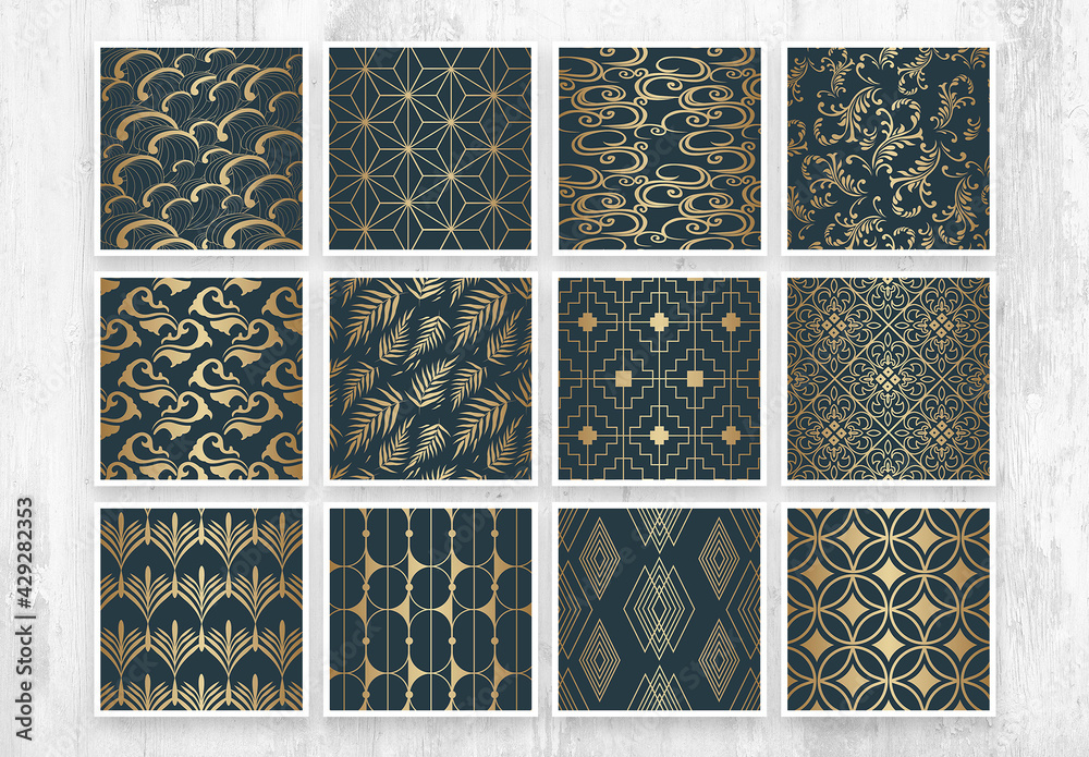 Elegant Asian Pattern with Vintage Art Deco Style Stock Template ...