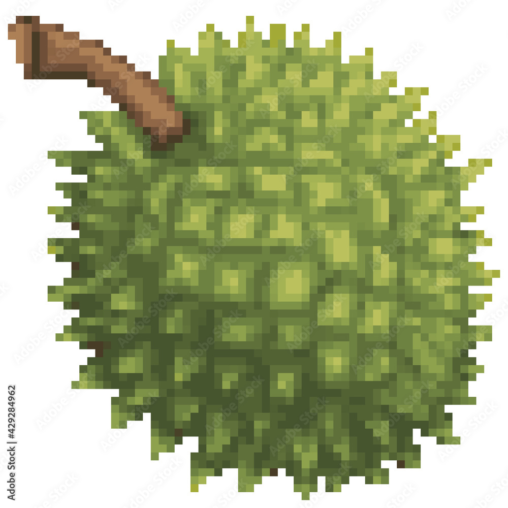 Durian pixel art. durian isolated cartoon. Icon Fruit. Illustration ...