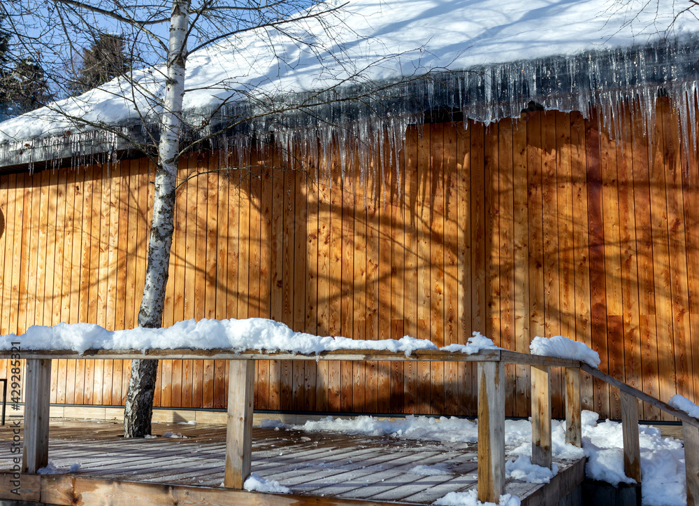 Poster Buildings for recreation, made for living in nature, made of ...