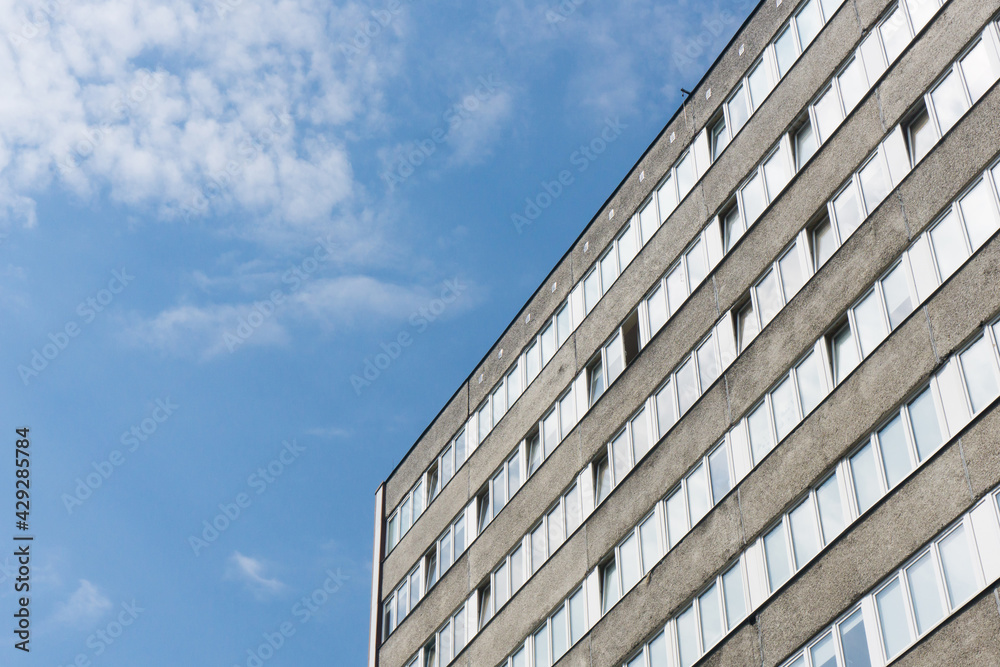 Plattenbau high sky scraper building. Old communist architecture ...
