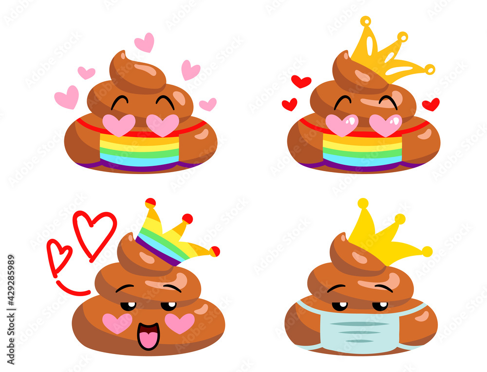 Shit or turd characters set with LGBT rainbow colors - emoji vector ...