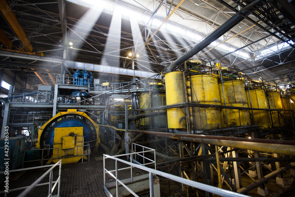 Copper ore concentration plant. Otokumpu company tanks and equipment ...