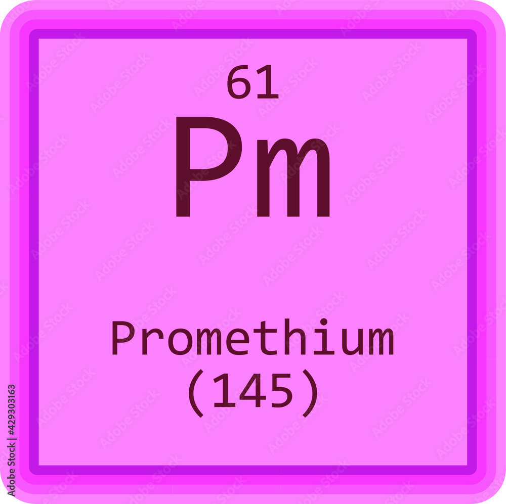 Pm Promethium Lanthanide Chemical Element Periodic Table. Square vector illustration, colorful ...