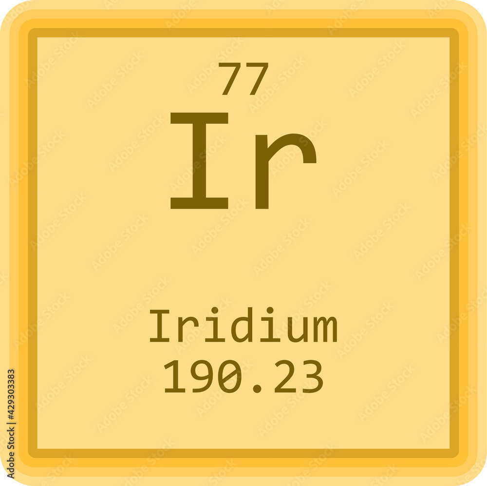 Ir Iridium Transition Metal Chemical Element Periodic Table Square