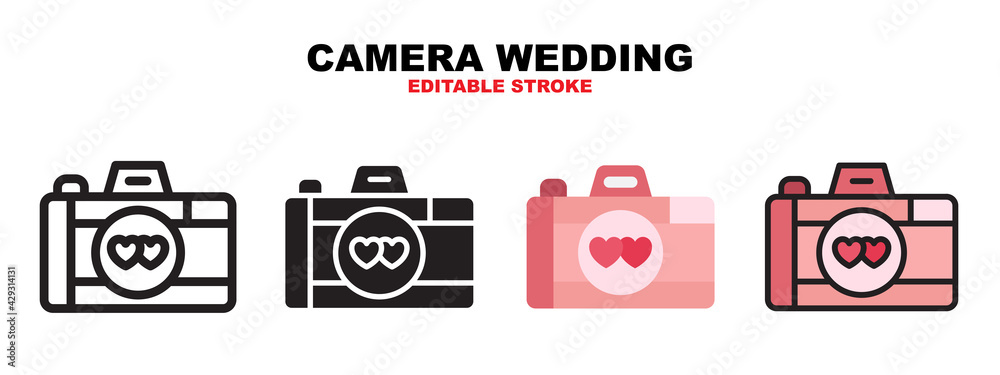 Camera Wedding icon set with different styles. Icons designed in filled ...