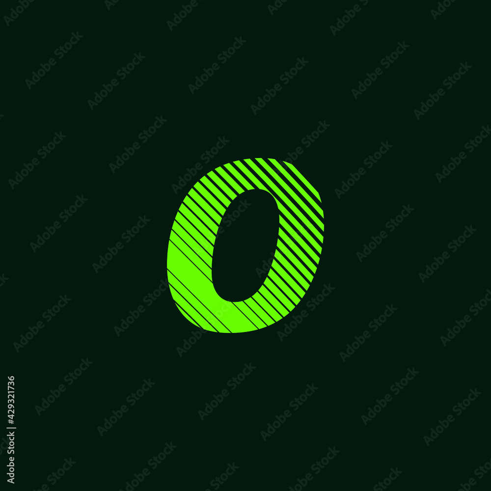 letter O cursive texture in green color with slanted lines, speed and ...