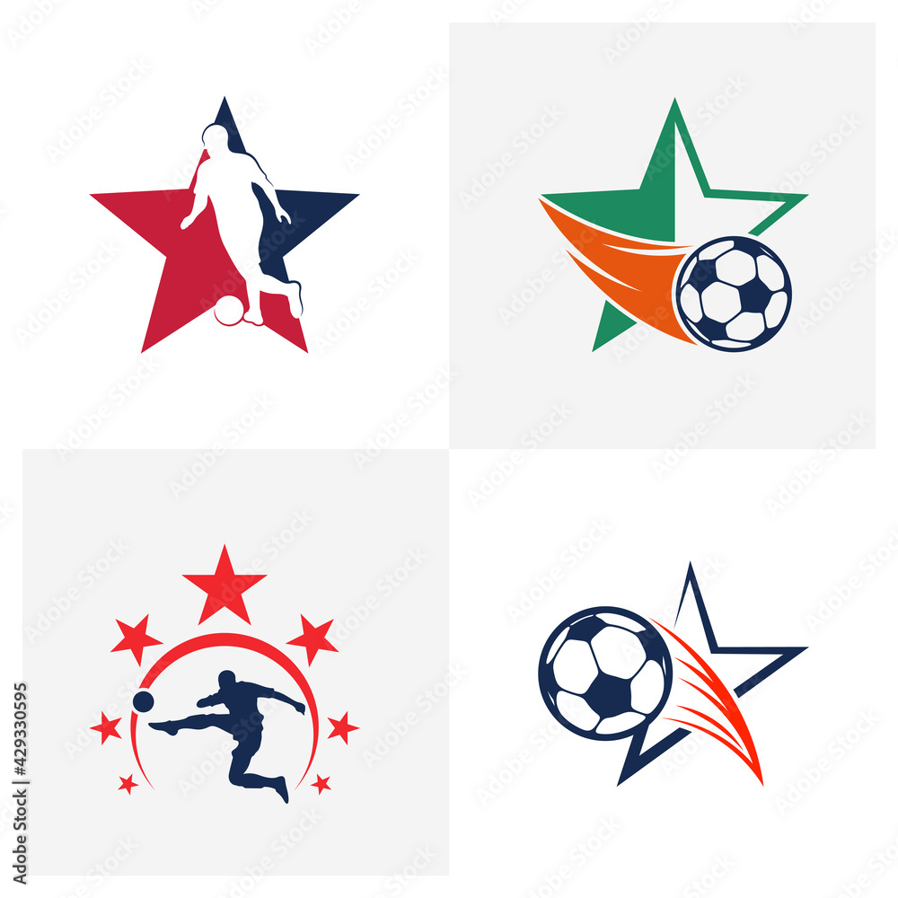 Set of Soccer logo design vector illustration, Creative Football logo ...