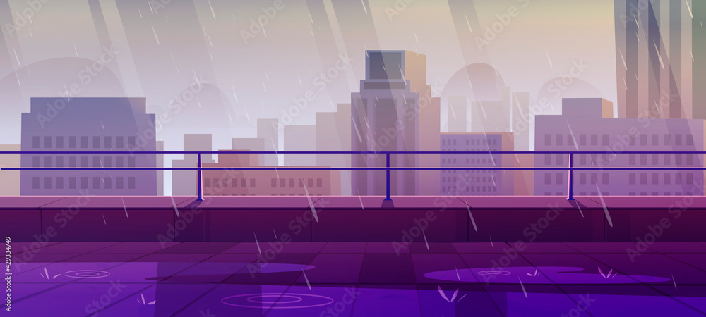 Cartoon City In The Rain