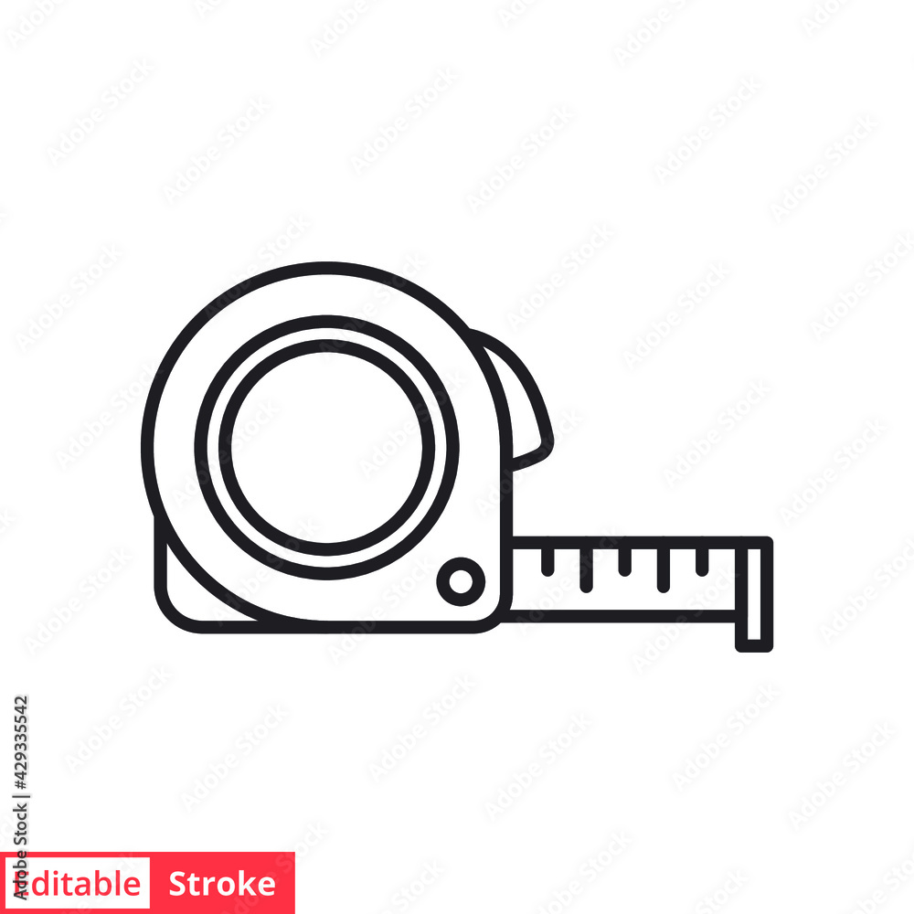 Measure tape line icon. Simple outline style. Meter, length, metric ...