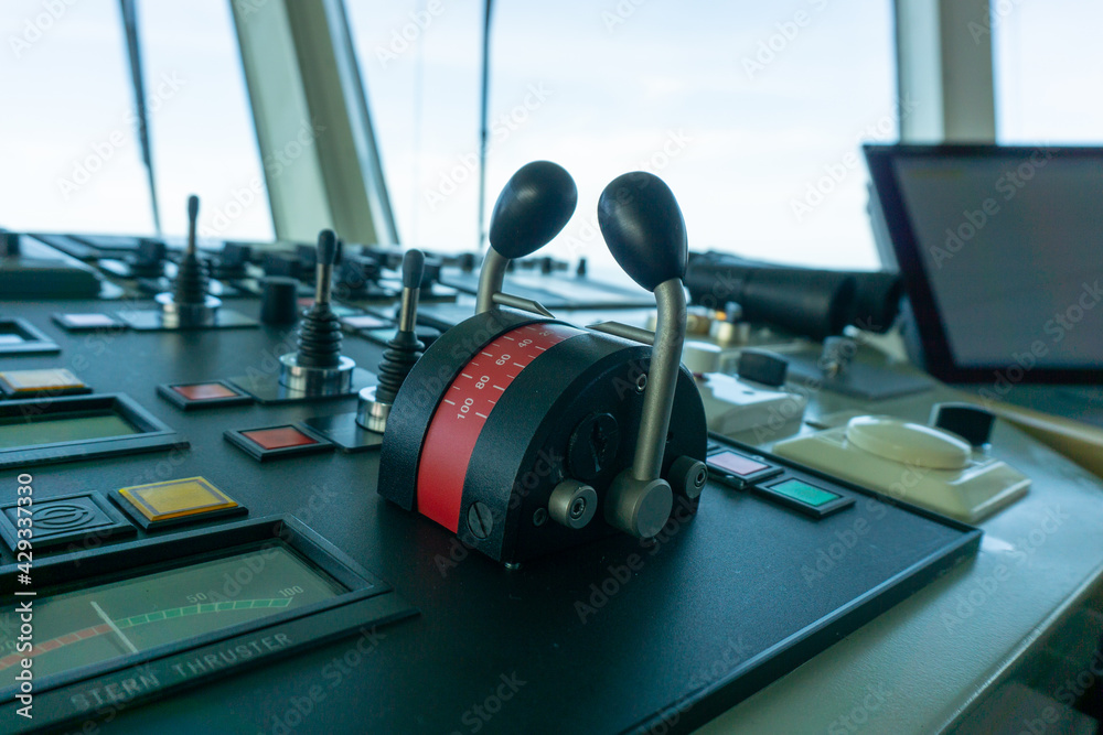 Offshore vessel thruster controls. Ships thruster controls. Pitch ...