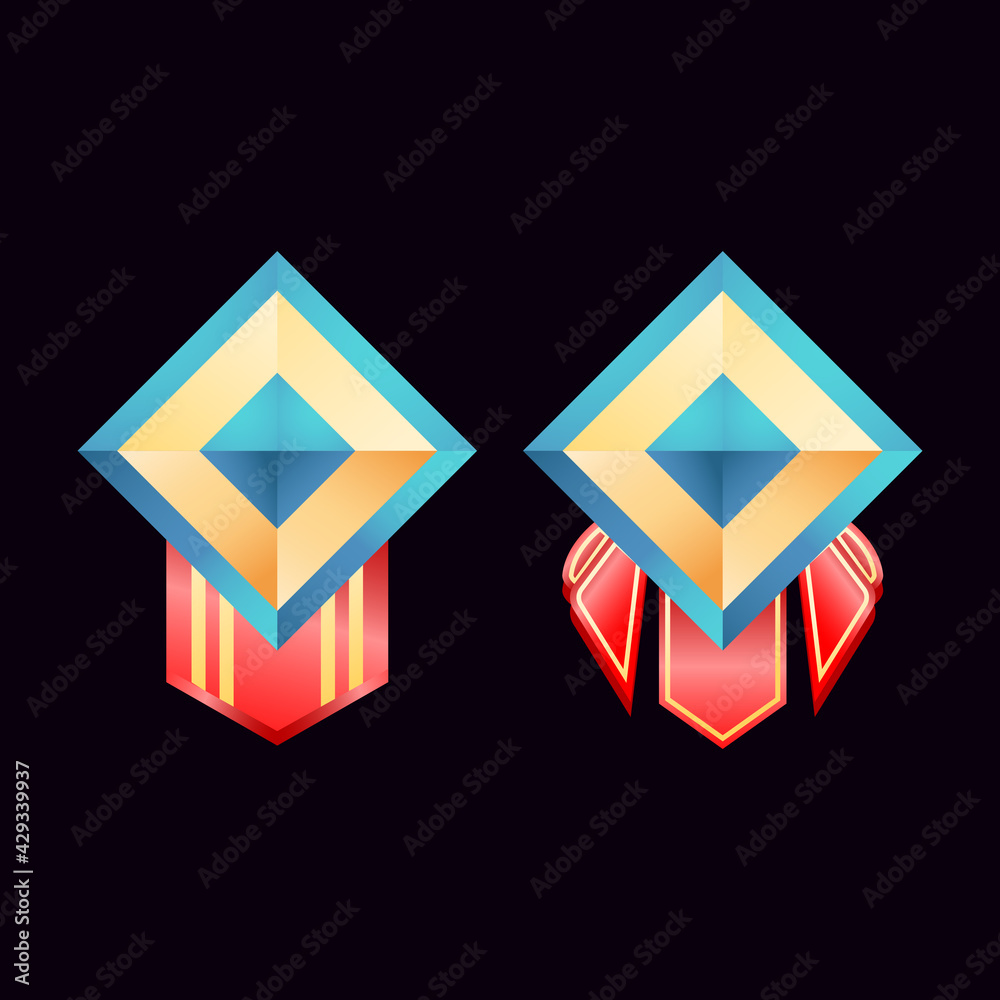 game ui glossy golden diamond rank badge medals Stock Vector | Adobe Stock