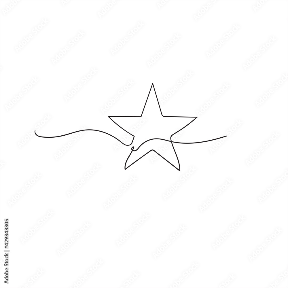hand draw doodle stars illustration in continuous line arts style ...