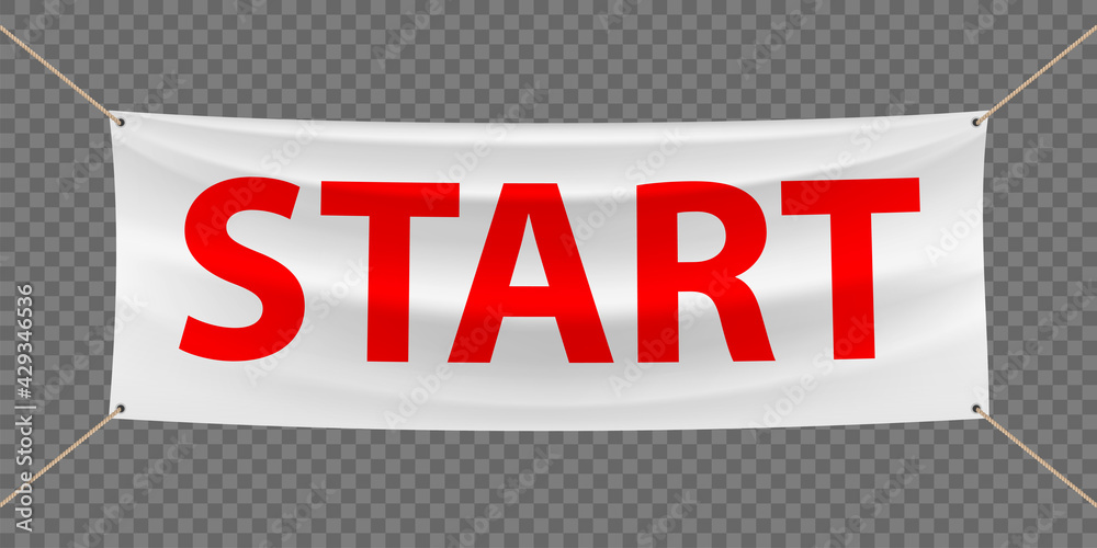 Red start banner. Template isolated on a transparent background. Stock ...