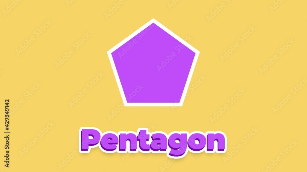 Purple Pentagon and text animation on a colorful background. Learning ...
